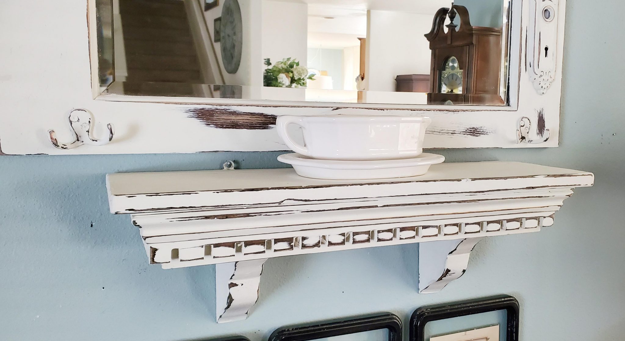 How to Give a Goodwill Shelf & Mirror a Vintage Vibe - Victorian Lane Farms